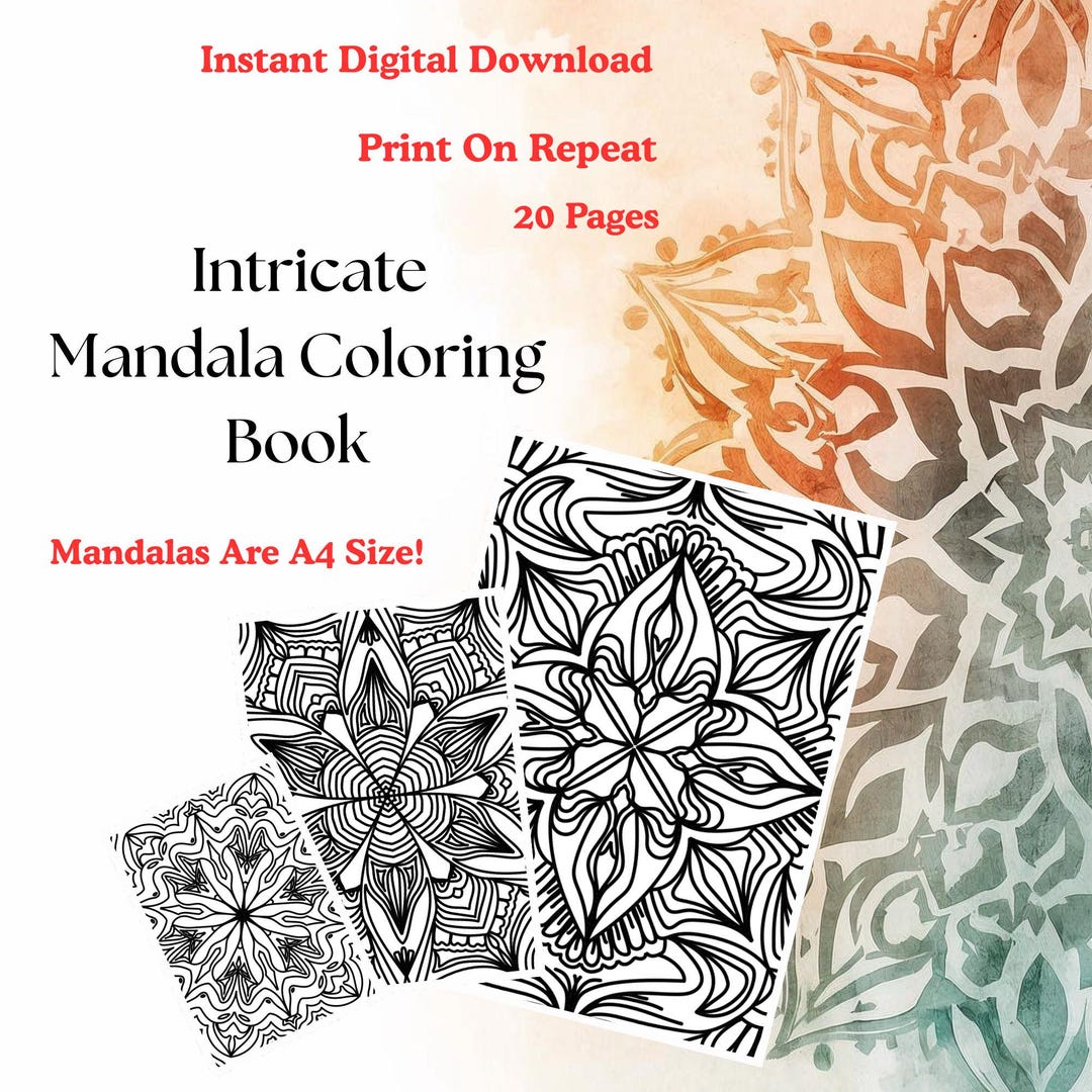20 Intricate A4 Mandala Coloring Pages Printable – Relaxing Adult ...