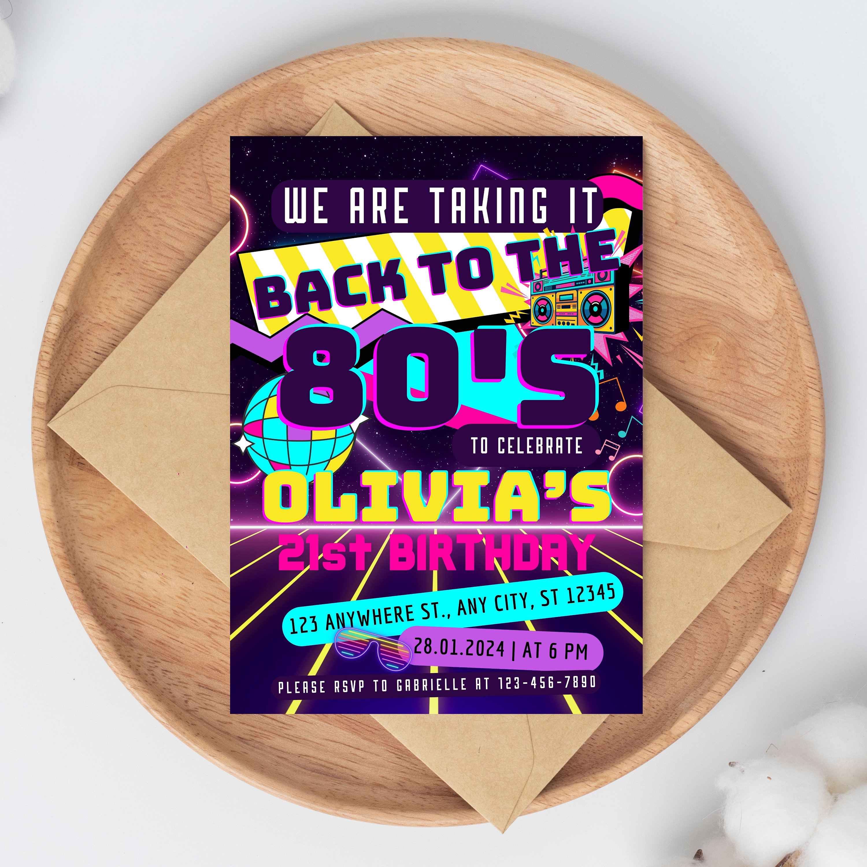 Back to the 80s Birthday Party Invitation, Printable 80s Themed ...