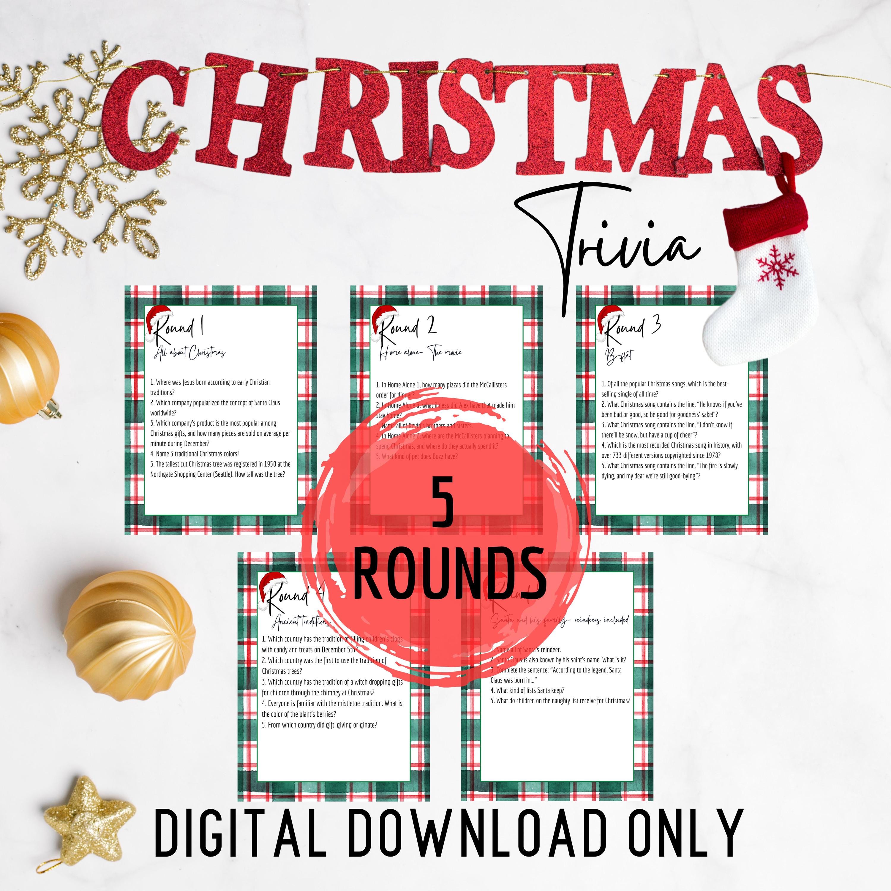Printable Christmas Theme Party Triva, Holiday Party Quiz, Fun ...