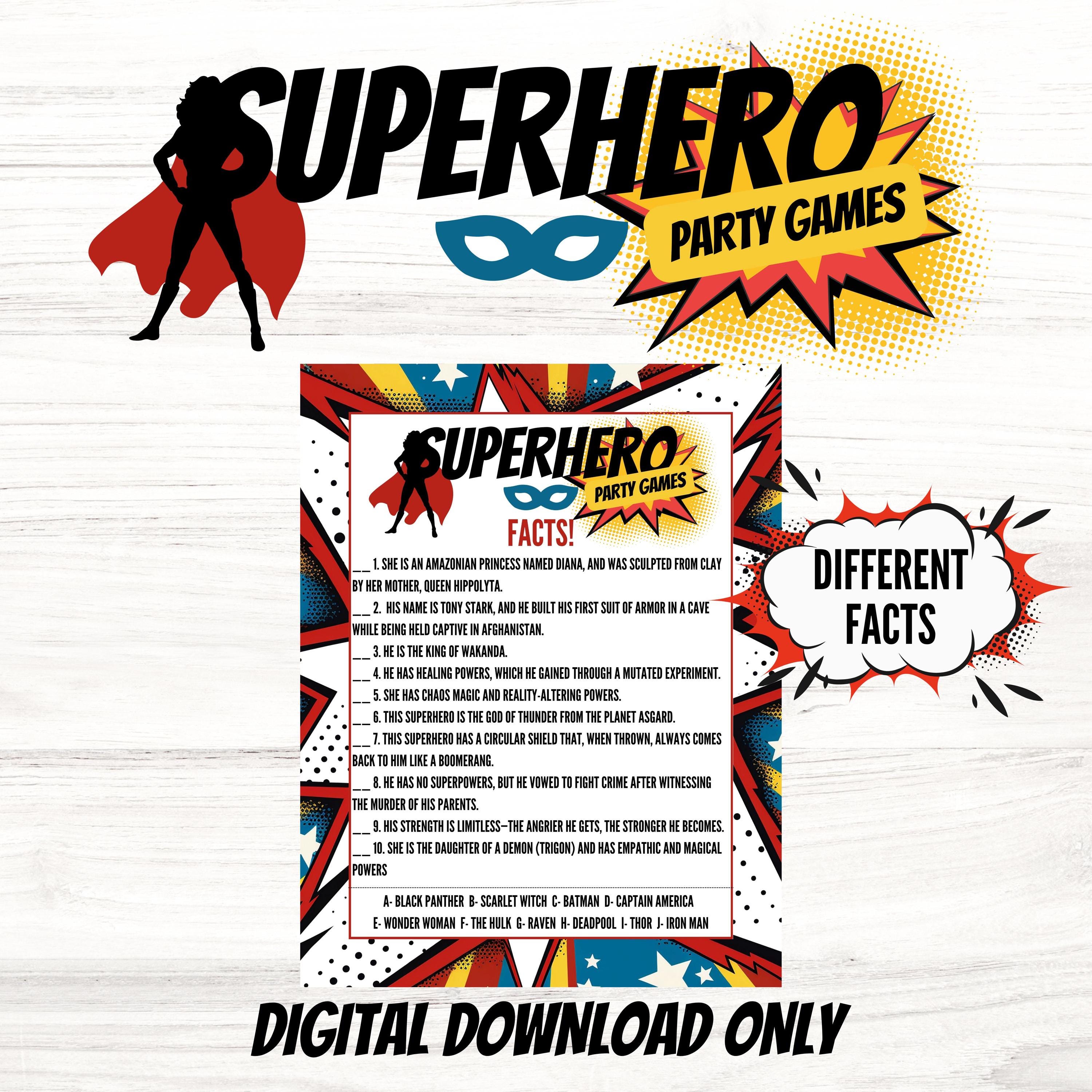 Superhero Party Games Bundle Printable, Superhero Theme Birthday ...