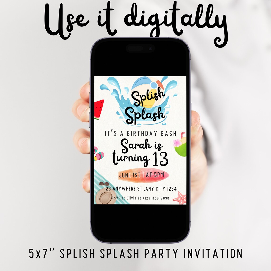 Splish Splash It's a Birthday Bash Party Invitation, Printable Kids ...