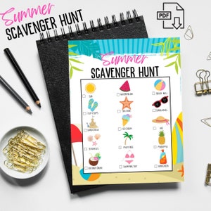 Summer Scavenger Hunt, Printable Summer Party Game for Kids and Adults ...