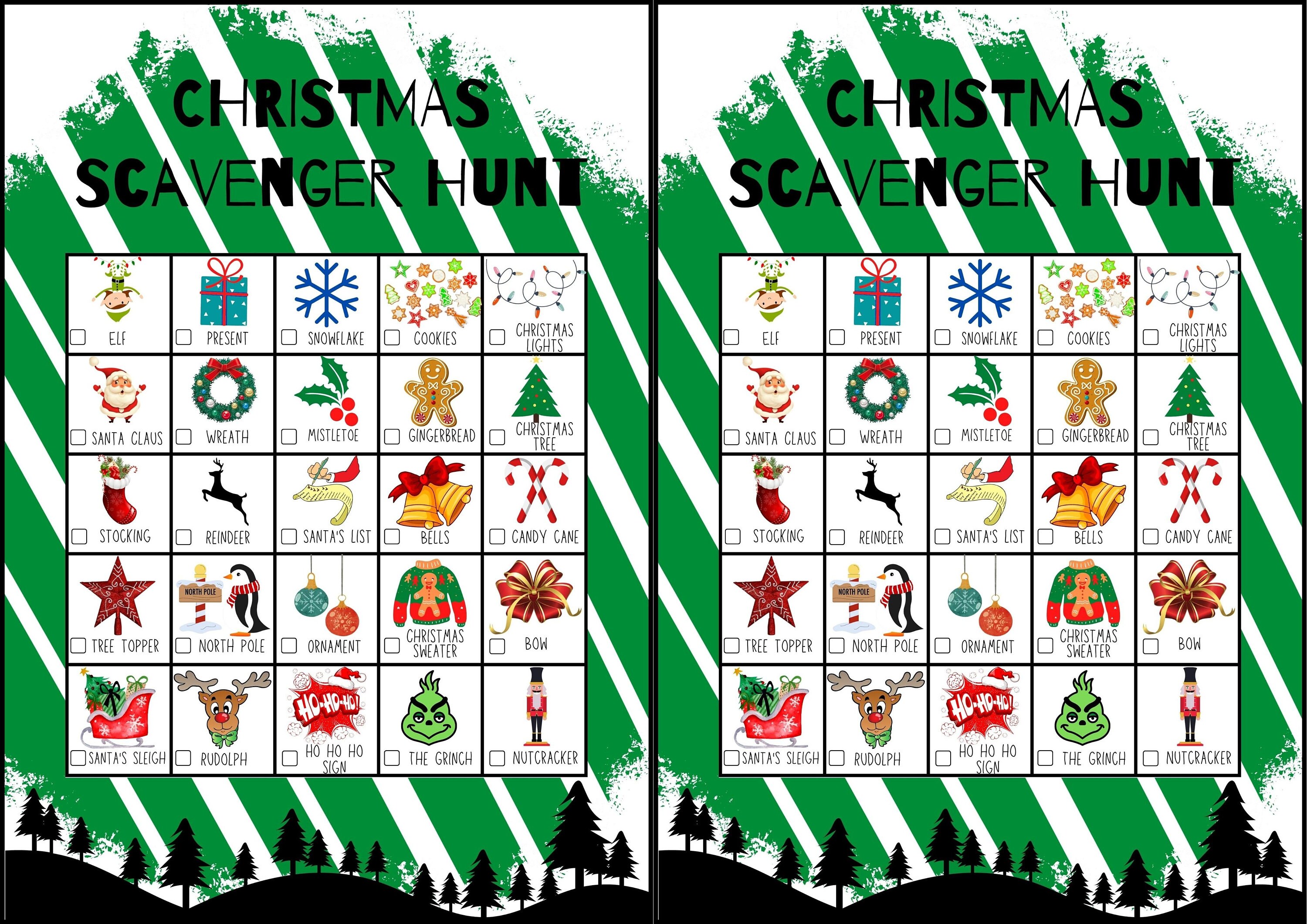 Printable Christmas SCAVENGER HUNT, Winter Scavenger Hunt, Outdoor Game ...