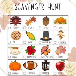 Printable Thanksgiving Scavenger Hunt Fall Scavenger Hunt - Etsy