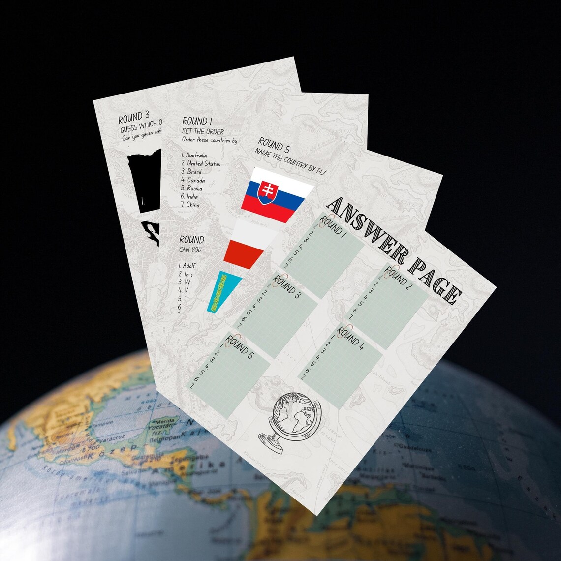 Countries of the World Party Game, Printable World Map Quiz Game for ...