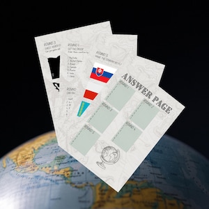 Countries of the World Party Game, Printable World Map Quiz Game for ...