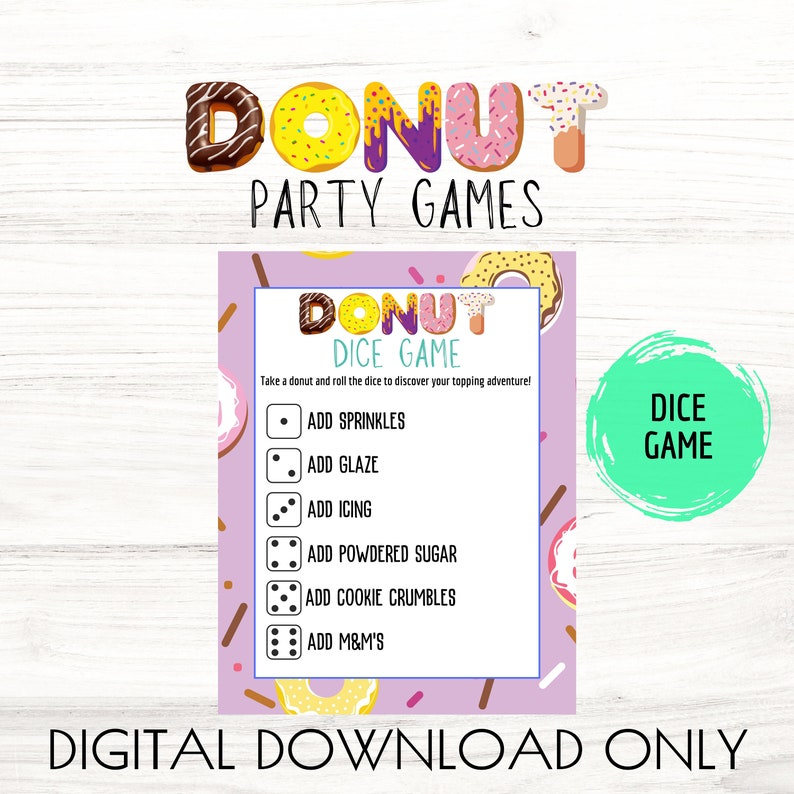 Donut Party Games Printable, Doughnut Theme Party Games Bundle, Donut ...