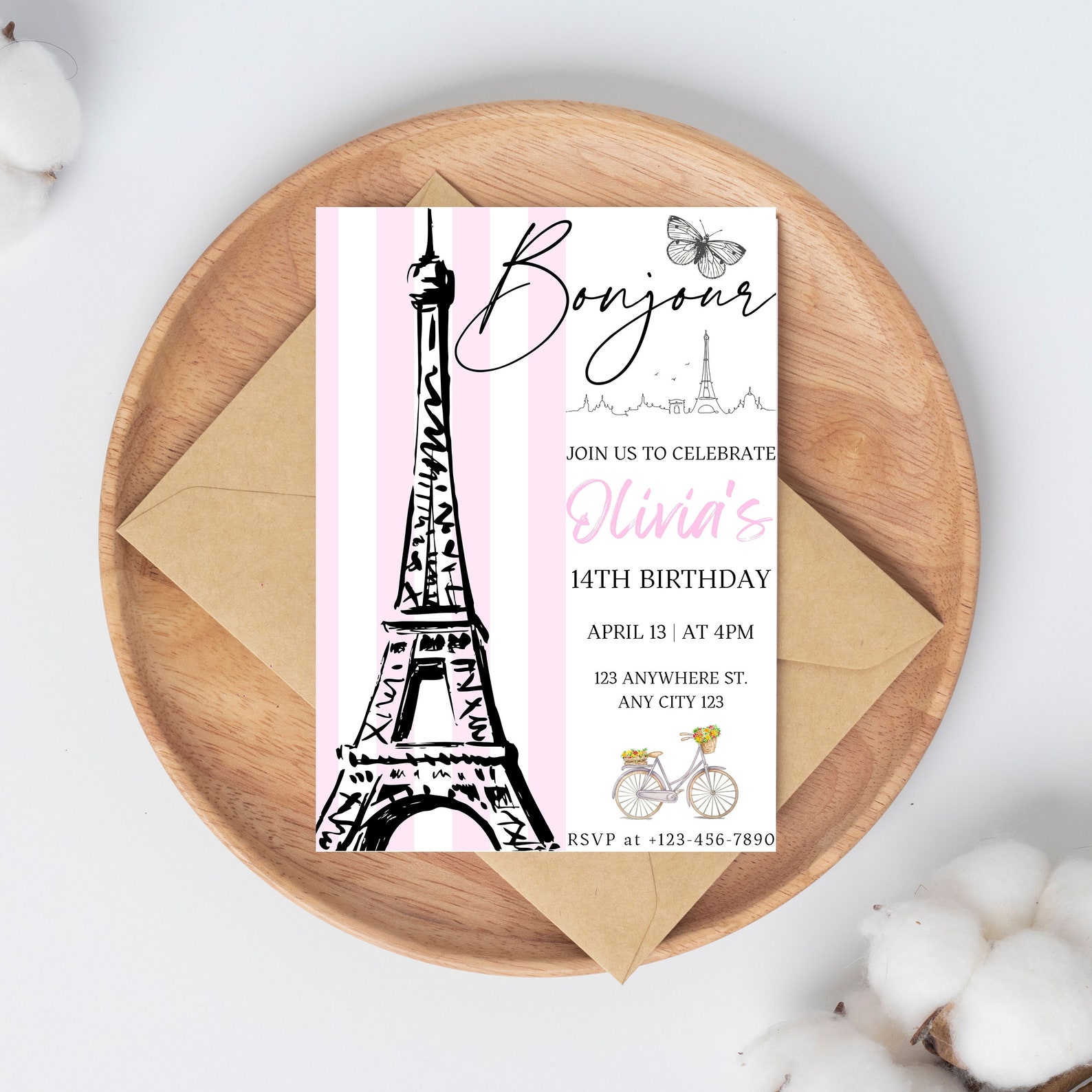 Paris Birthday Party Invitation, Printable Springtime in Paris Party ...