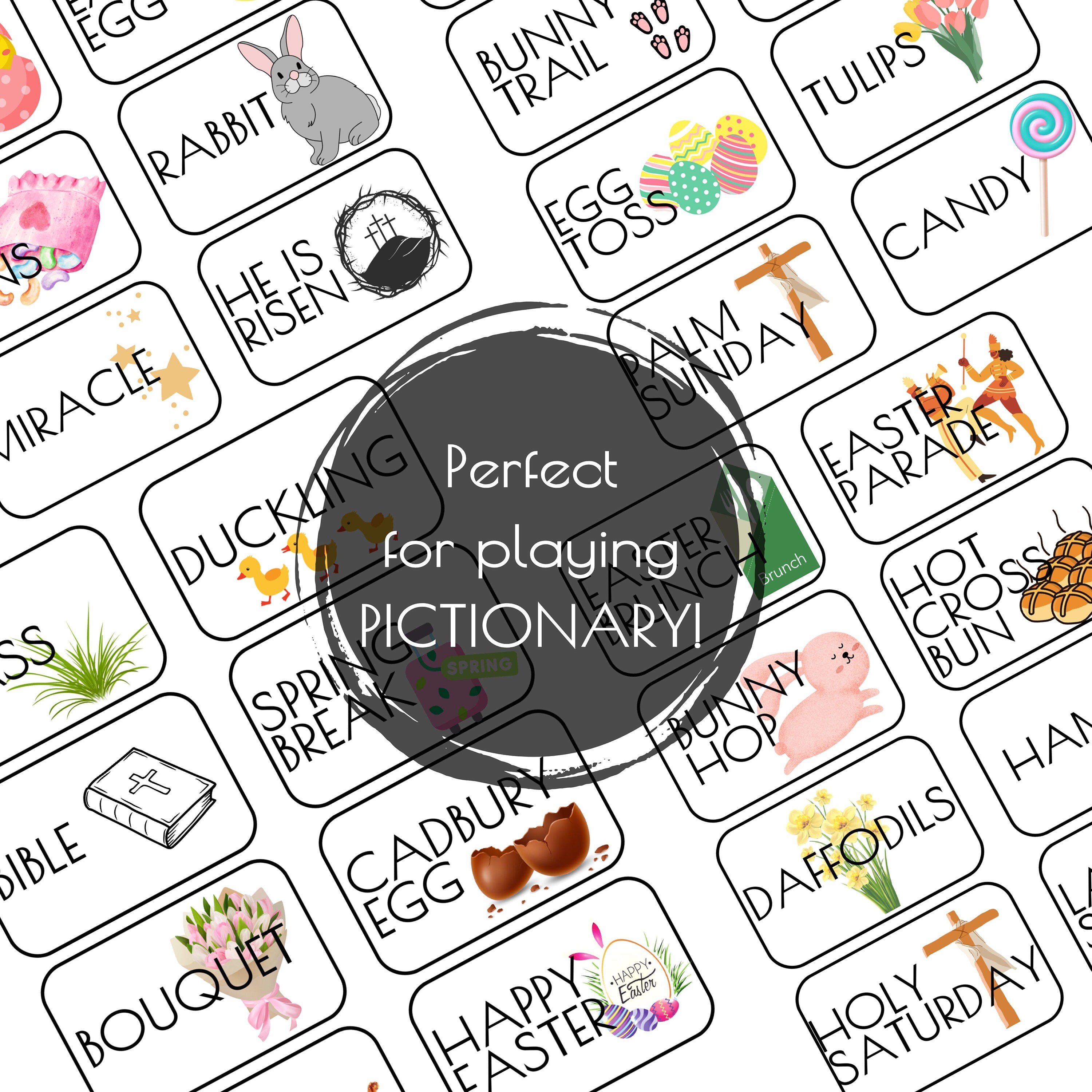 Easter Charades Printable, Easter Pictionary Cards, Easter Party Games ...