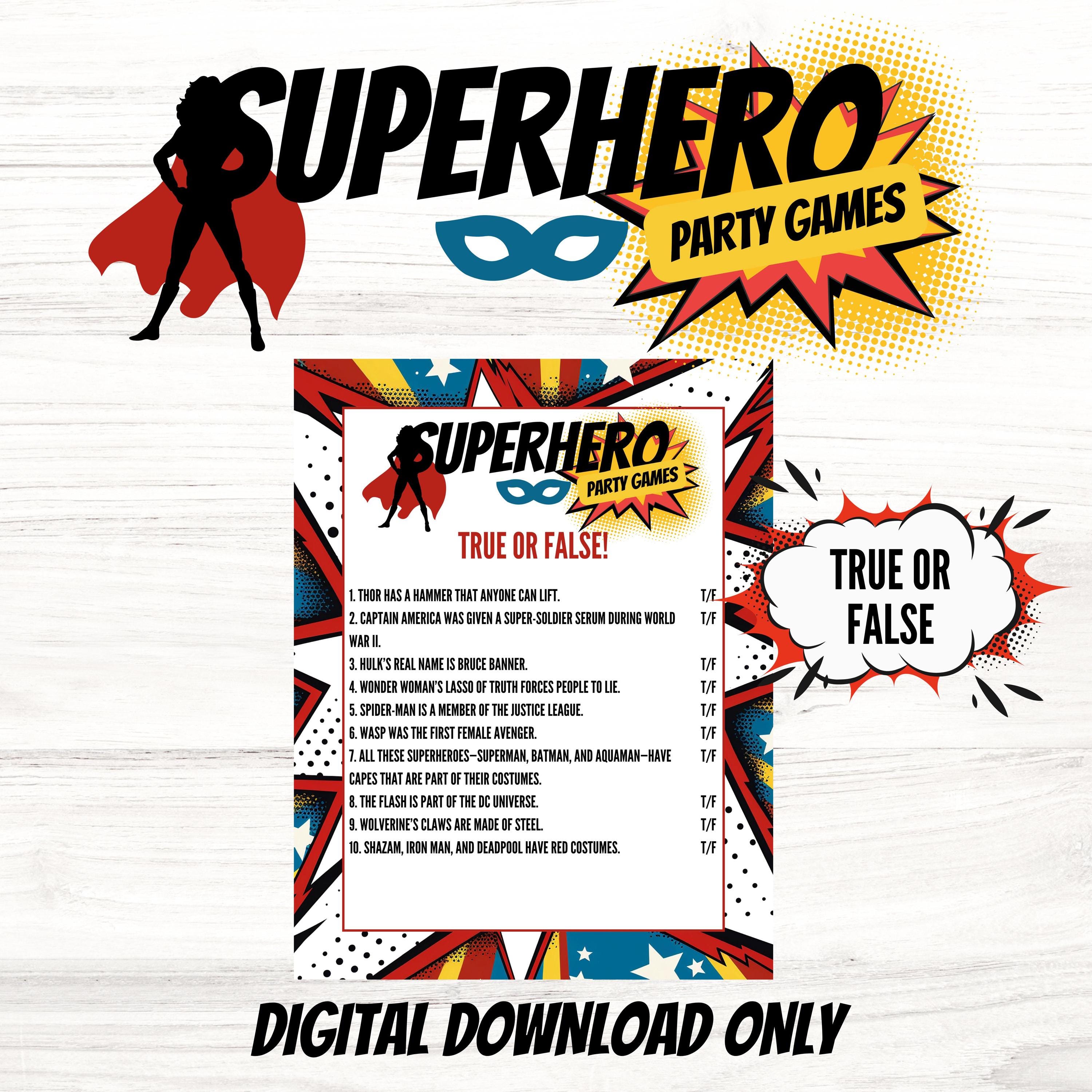 Superhero Party Games Bundle Printable, Superhero Theme Birthday ...