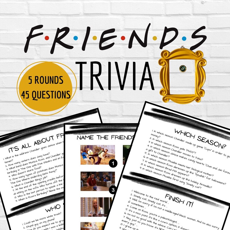 Friends TV Show Party Game, Printable Friends Trivia, Trivia Questions ...