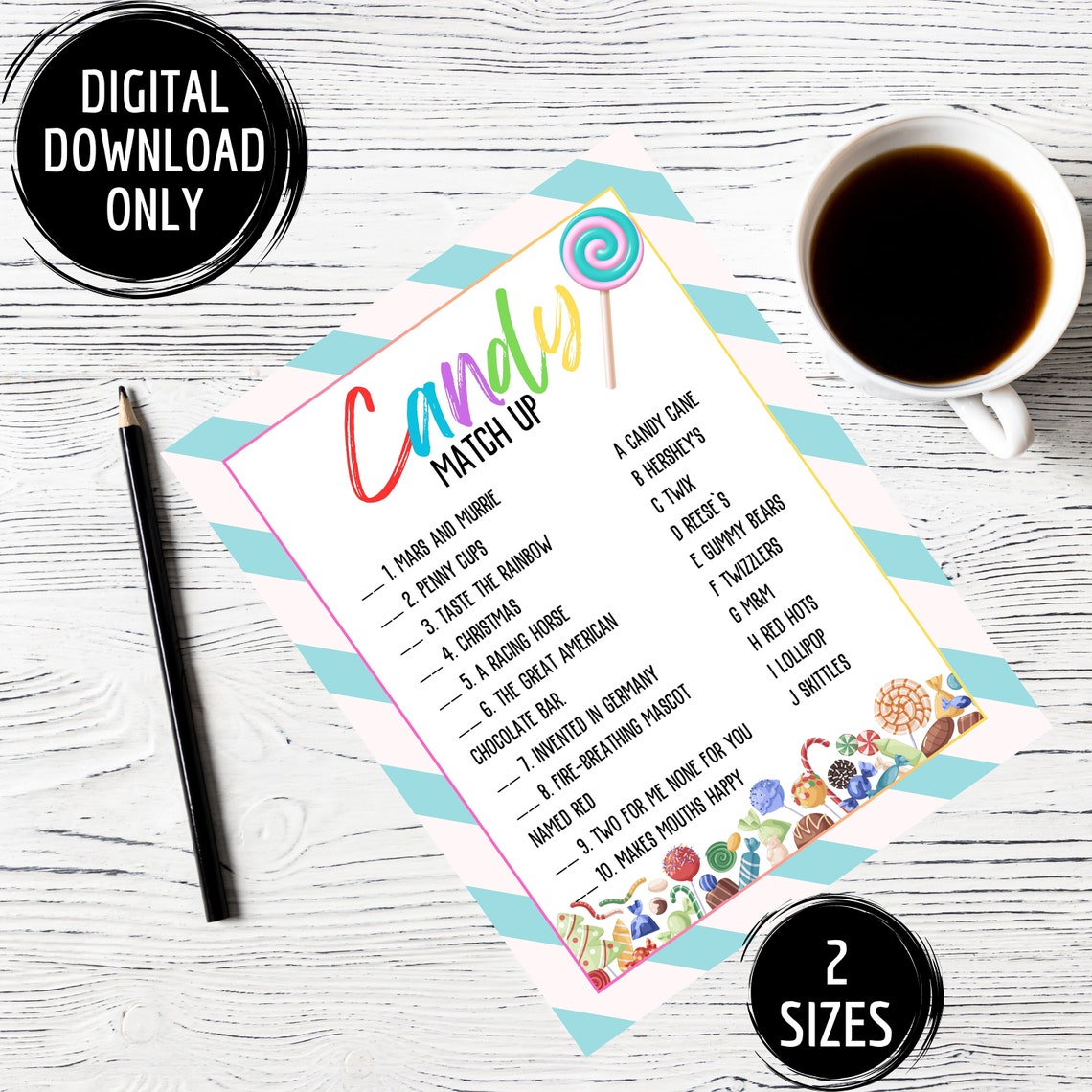 Candy Match up Party Game for Kids and Adults, Candy Party Activity ...