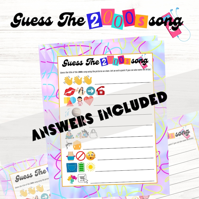 Guess the 2000s Song Game: Y2K Music Trivia (PDF Download) - Etsy