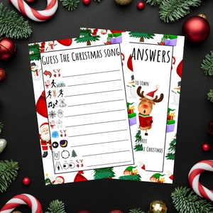 Printable Christmas Song Pictionary, Guess the Christmas Song Party ...