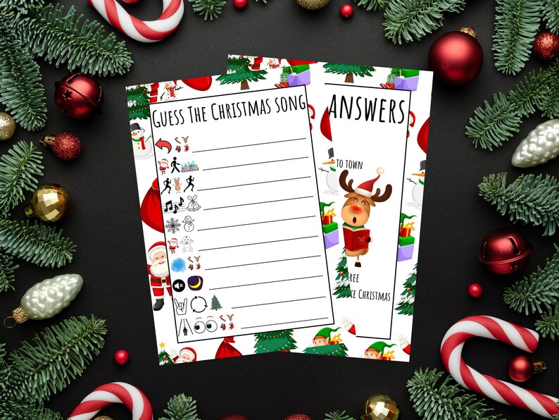 Printable Christmas Song Pictionary, Guess the Christmas Song Party ...