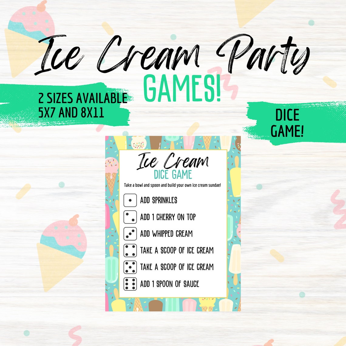 Ice Cream Party Game Bundle, Birthday Party Activities, Kids Activity ...