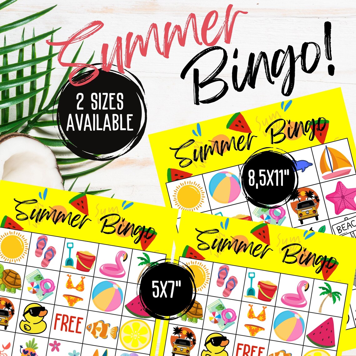 Summer Bingo Cards, Printable Summer Bingo, Kids Party Games, Fun ...