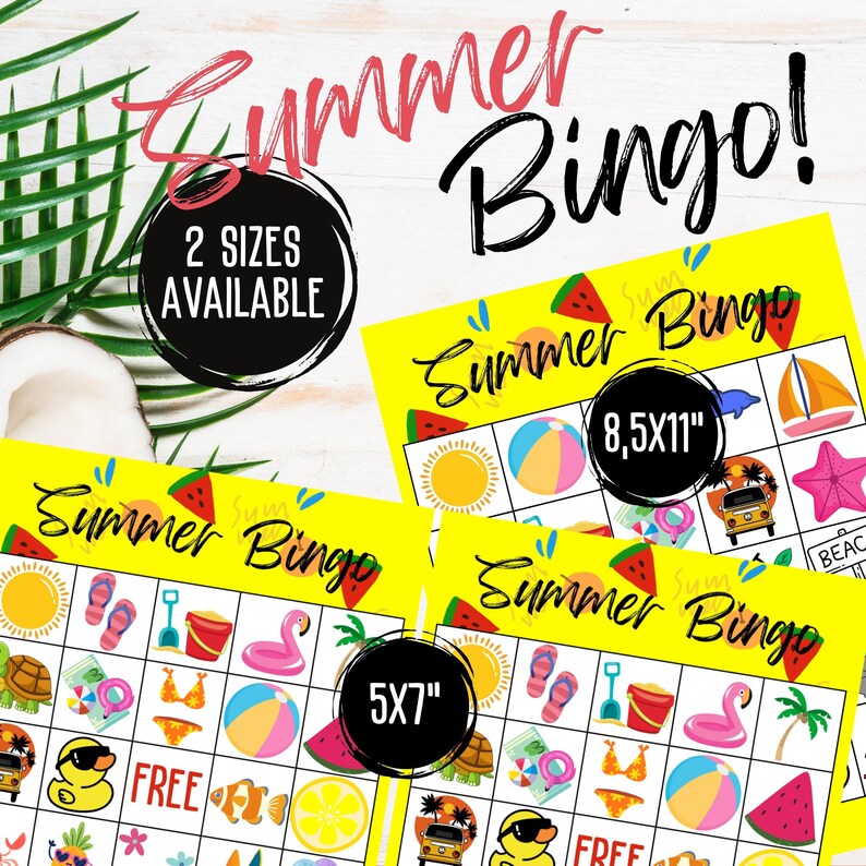 Summer Bingo Cards, Printable Summer Bingo, Kids Party Games, Fun ...