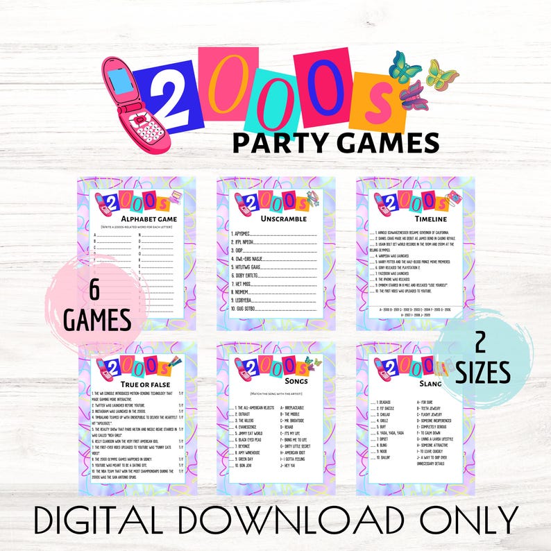 2000s Theme Party Games Bundle, Printable 2000s Birthday Party ...