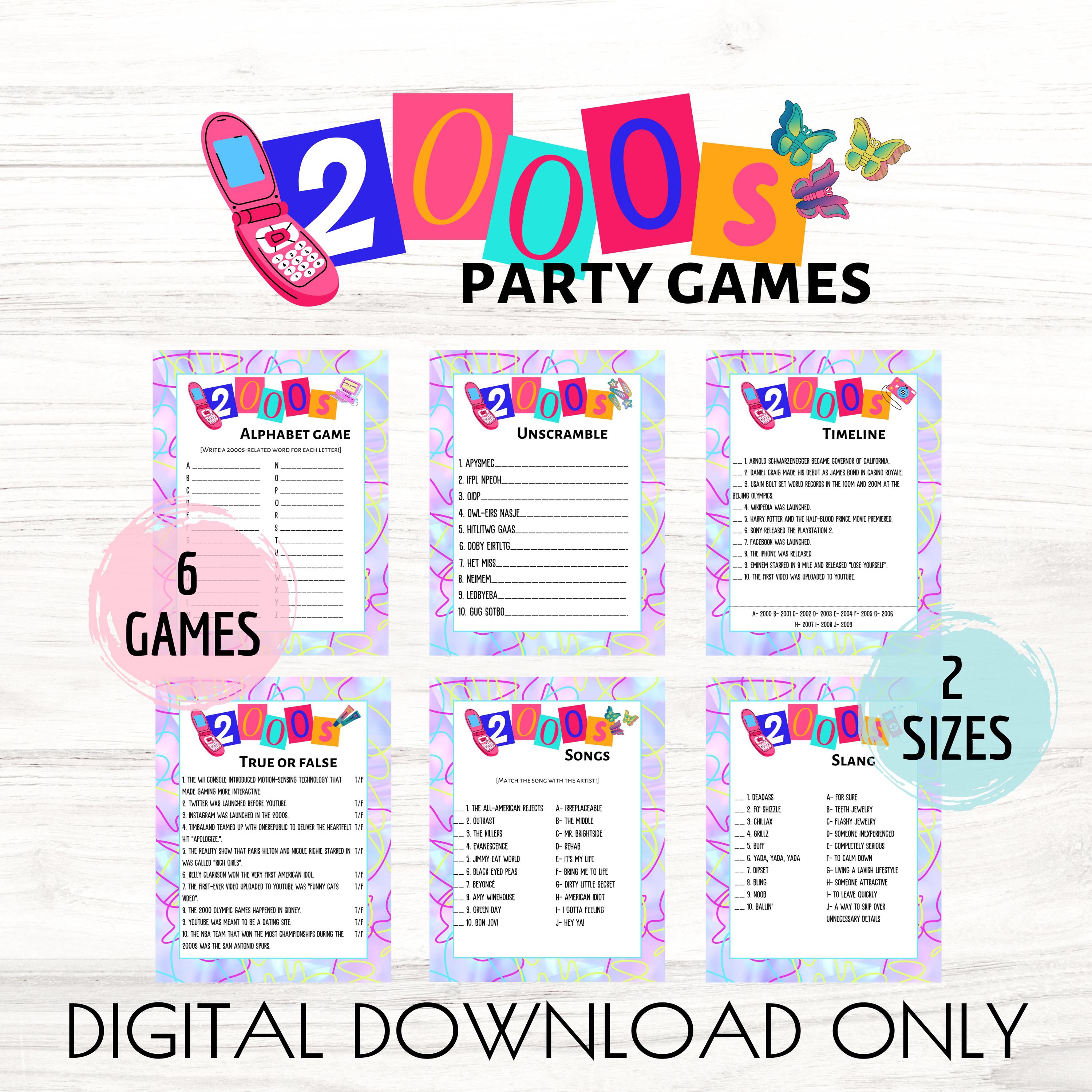 2000s Party Games Bundle: Y2K Trivia, Music, Slang (printable PDF) - Etsy