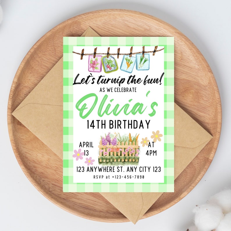 Gardening Birthday Party Invitation, Printable Green Garden Party ...