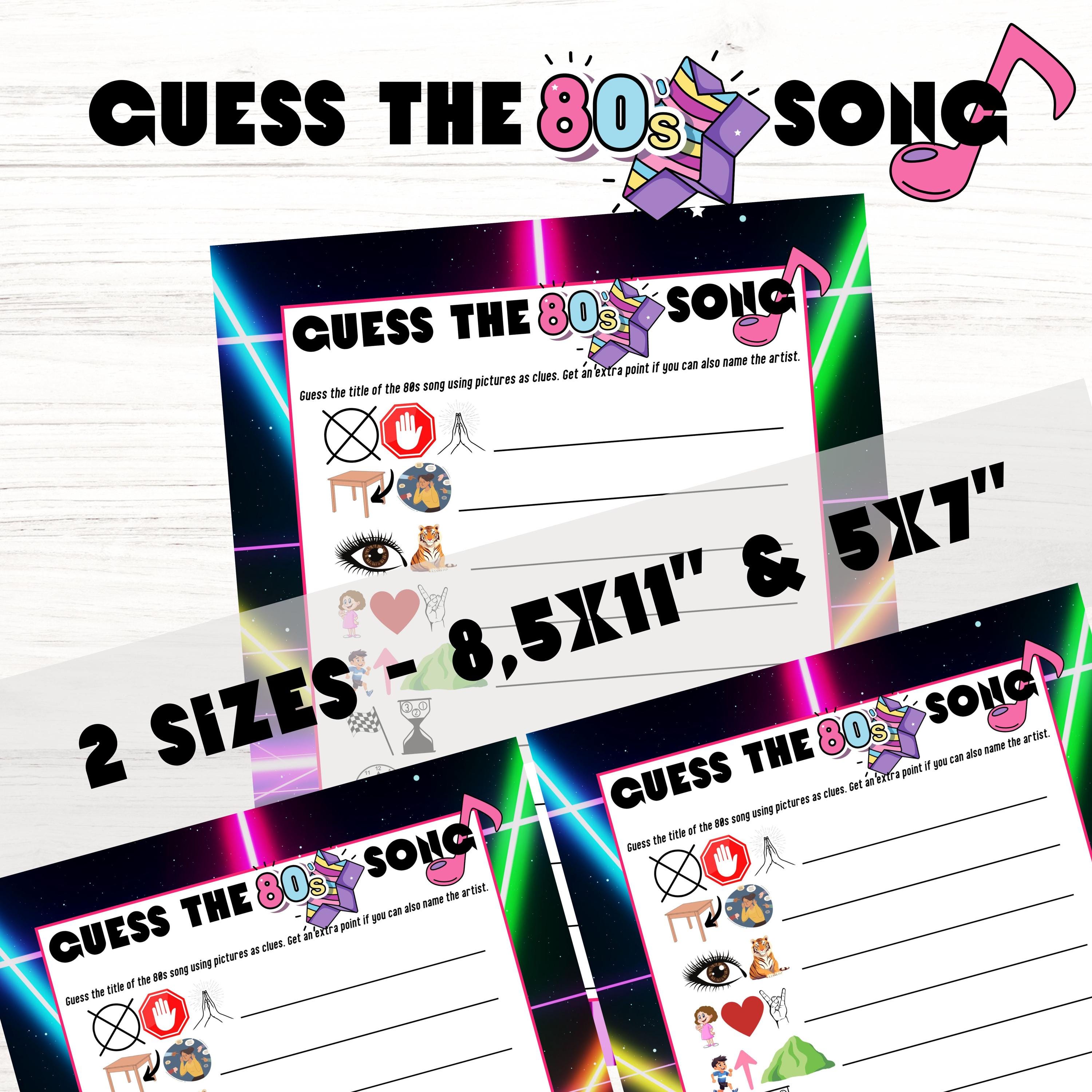 Guess the 80s Song Game: Music Trivia, Party Activity (PDF) - Etsy