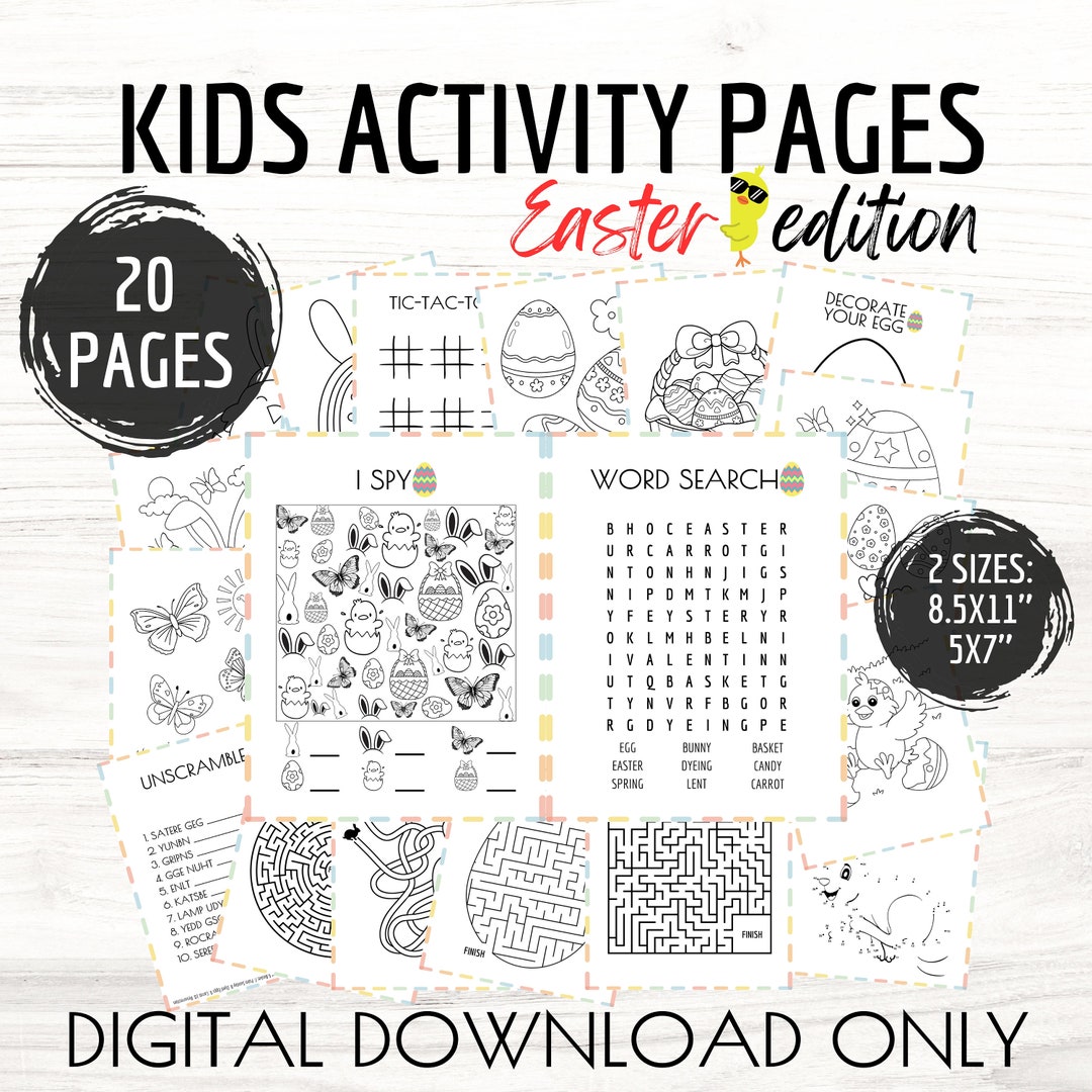 Easter Activity Pages for Kids, Easter Theme Party Games, Easter Game ...