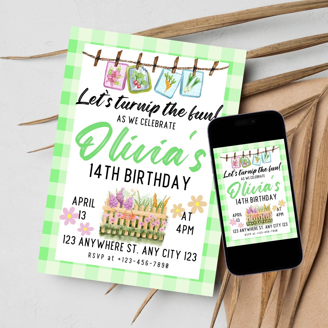 Gardening Birthday Party Invitation, Printable Green Garden Party ...