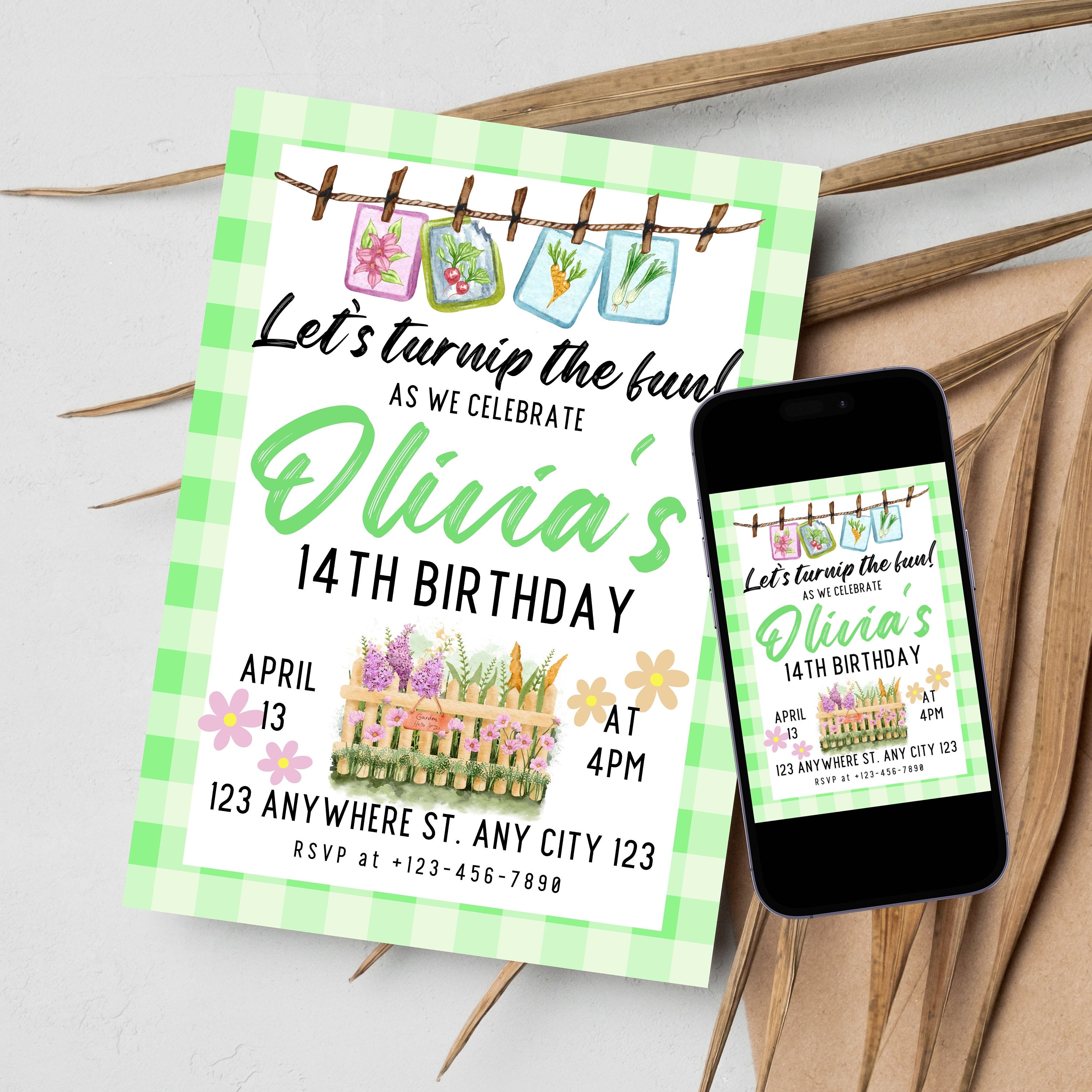 Gardening Birthday Party Invitation, Printable Green Garden Party ...