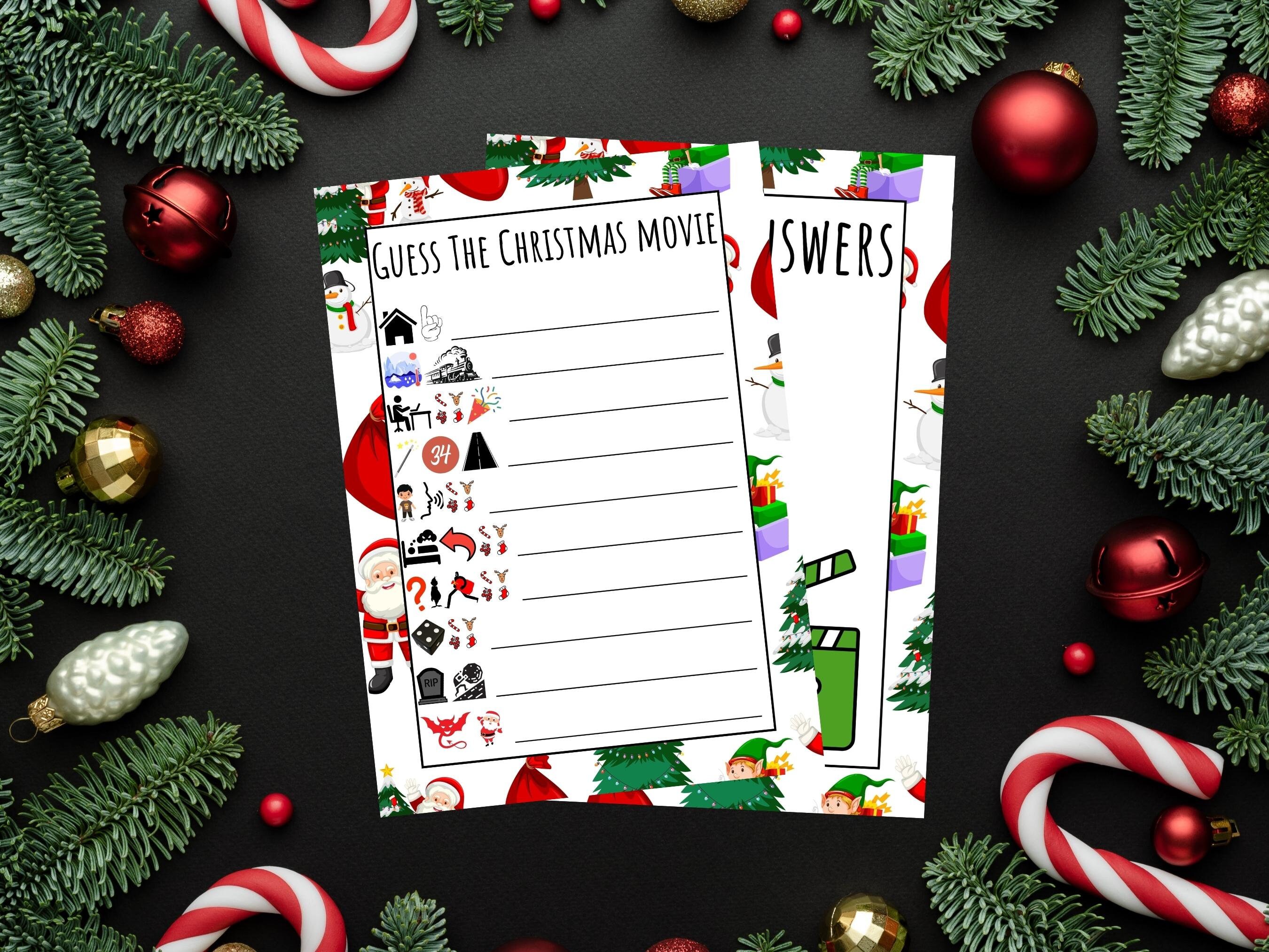 Printable CHRISTMAS MOVIE PICTIONARY Game, Recognize Christmas Movie ...