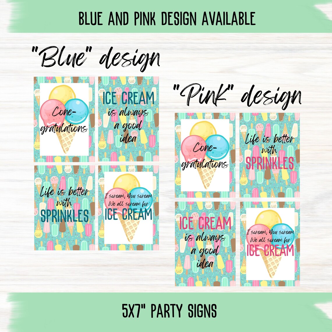 Ice Cream Party Decorations, Personalized Kids Birthday Party Decors ...