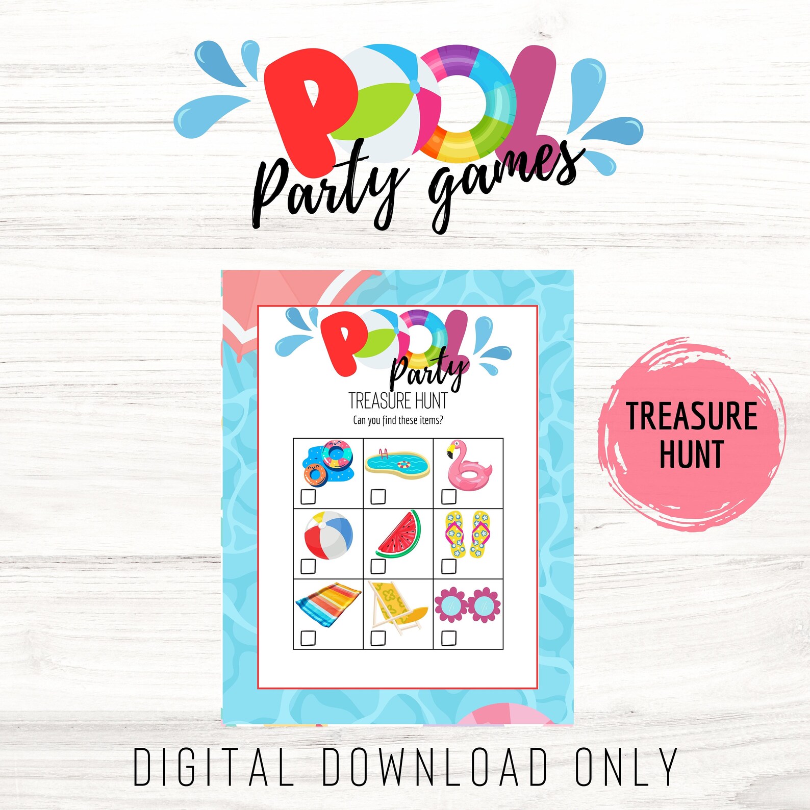 Pool Party Printable Games for Kids, Summer Theme Party Games Bundle ...