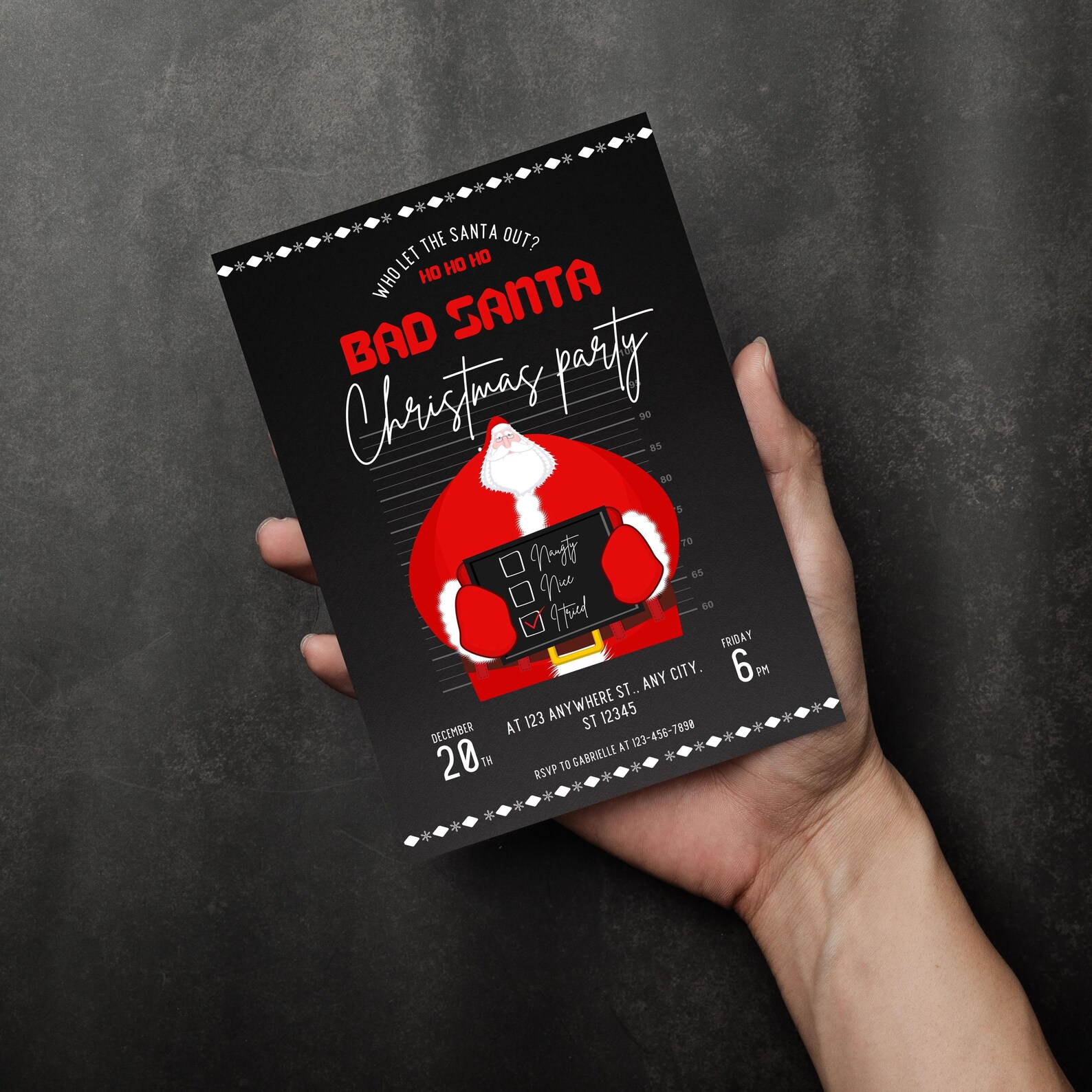 Bad Santa Christmas Party Invitation, Printable Adult Christmas Theme ...