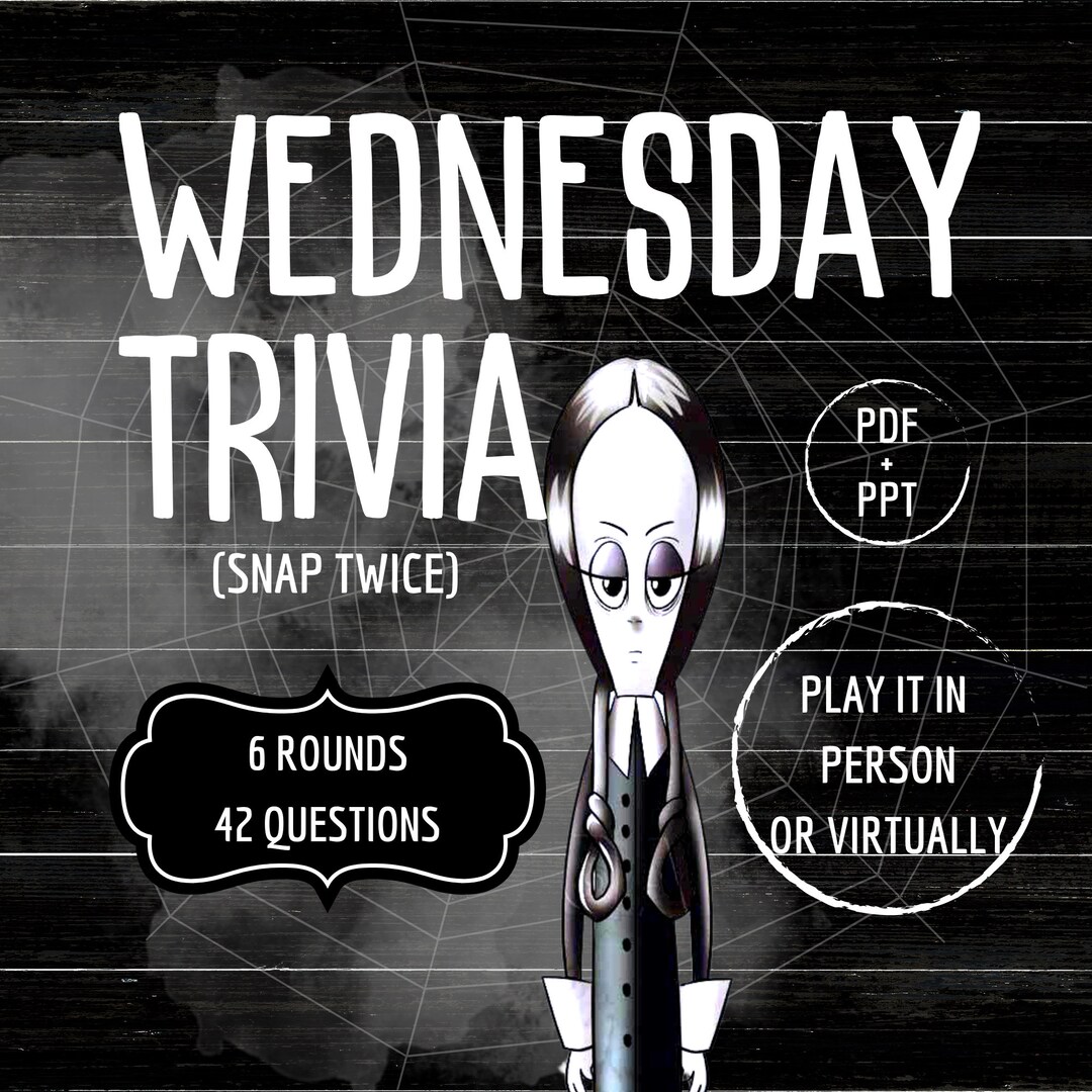 Wednesday Addams Printable Party Game, Halloween Theme Party Activity ...