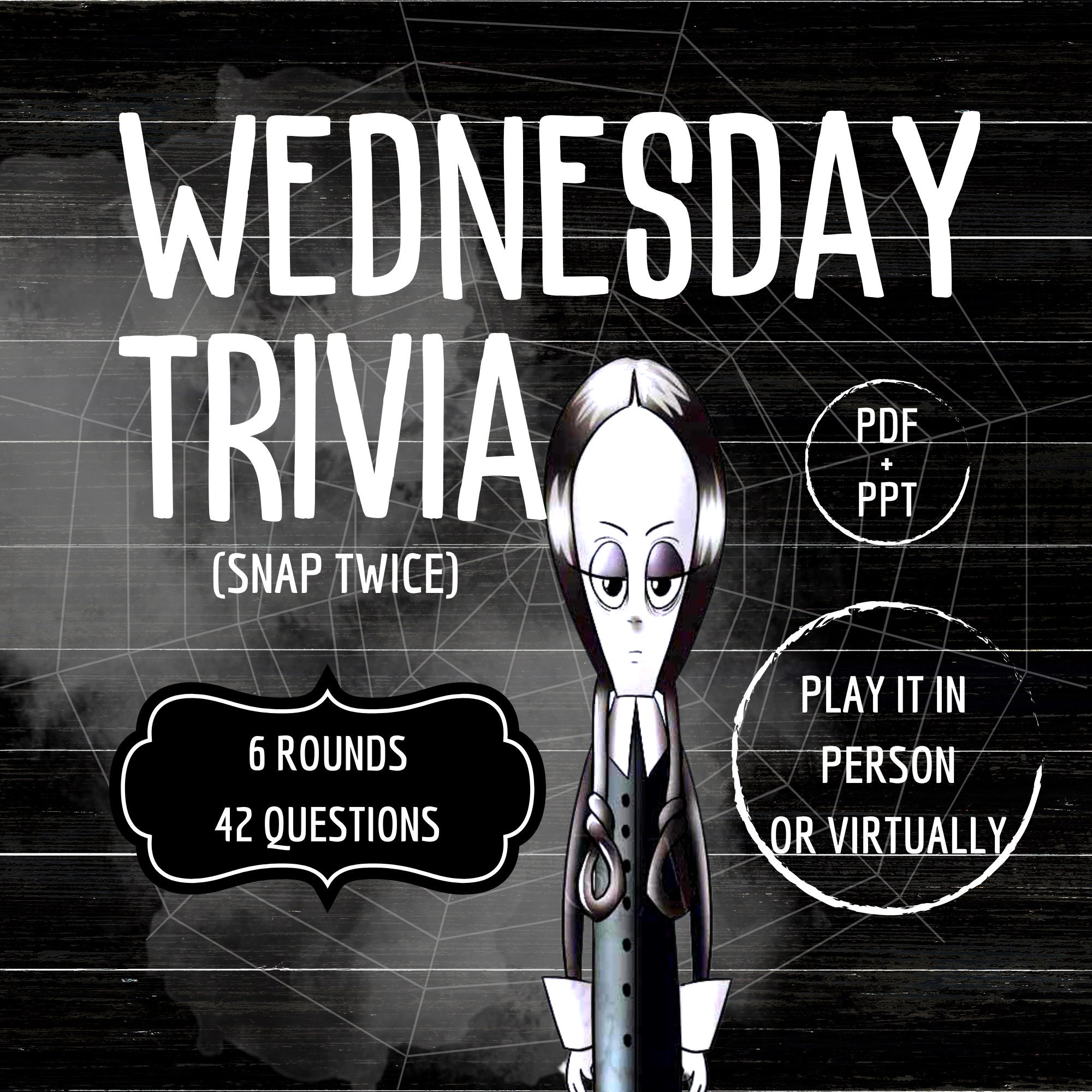 Wednesday Addams Printable Party Game, Halloween Theme Party Activity ...