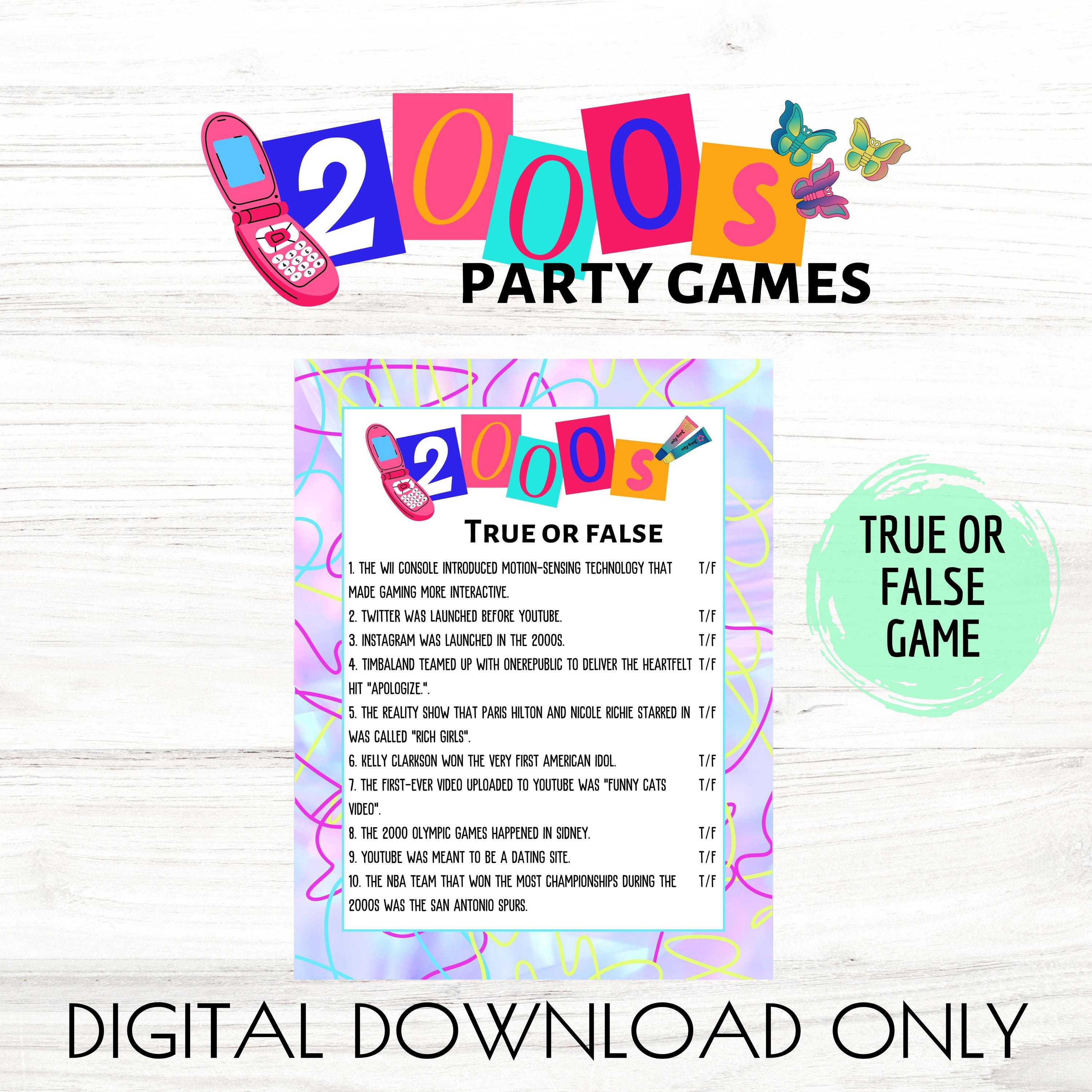 2000s Party Games Bundle: Y2K Trivia, Music, Slang (printable PDF) - Etsy