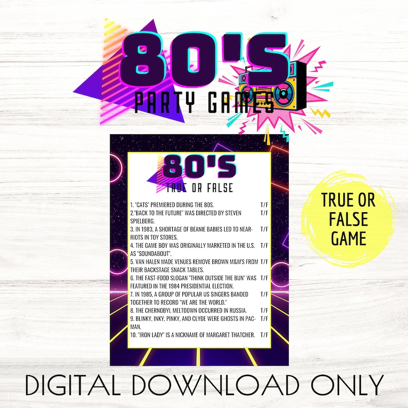 80s Theme Party Games Printable, Back to the 80s Party Activities ...