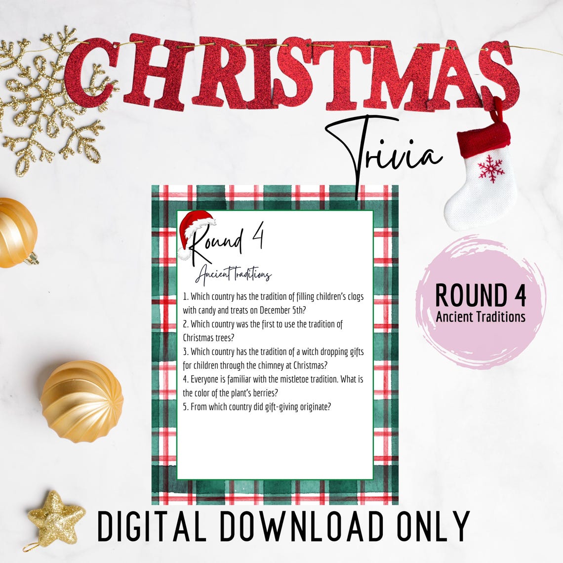 Printable Christmas Theme Party Triva, Holiday Party Quiz, Fun ...