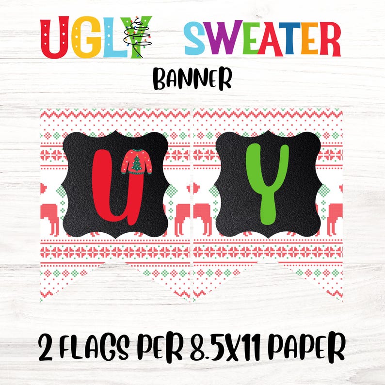 Let's Get Ugly Christmas Party Banner, Printable Ugly Christmas Sweater ...