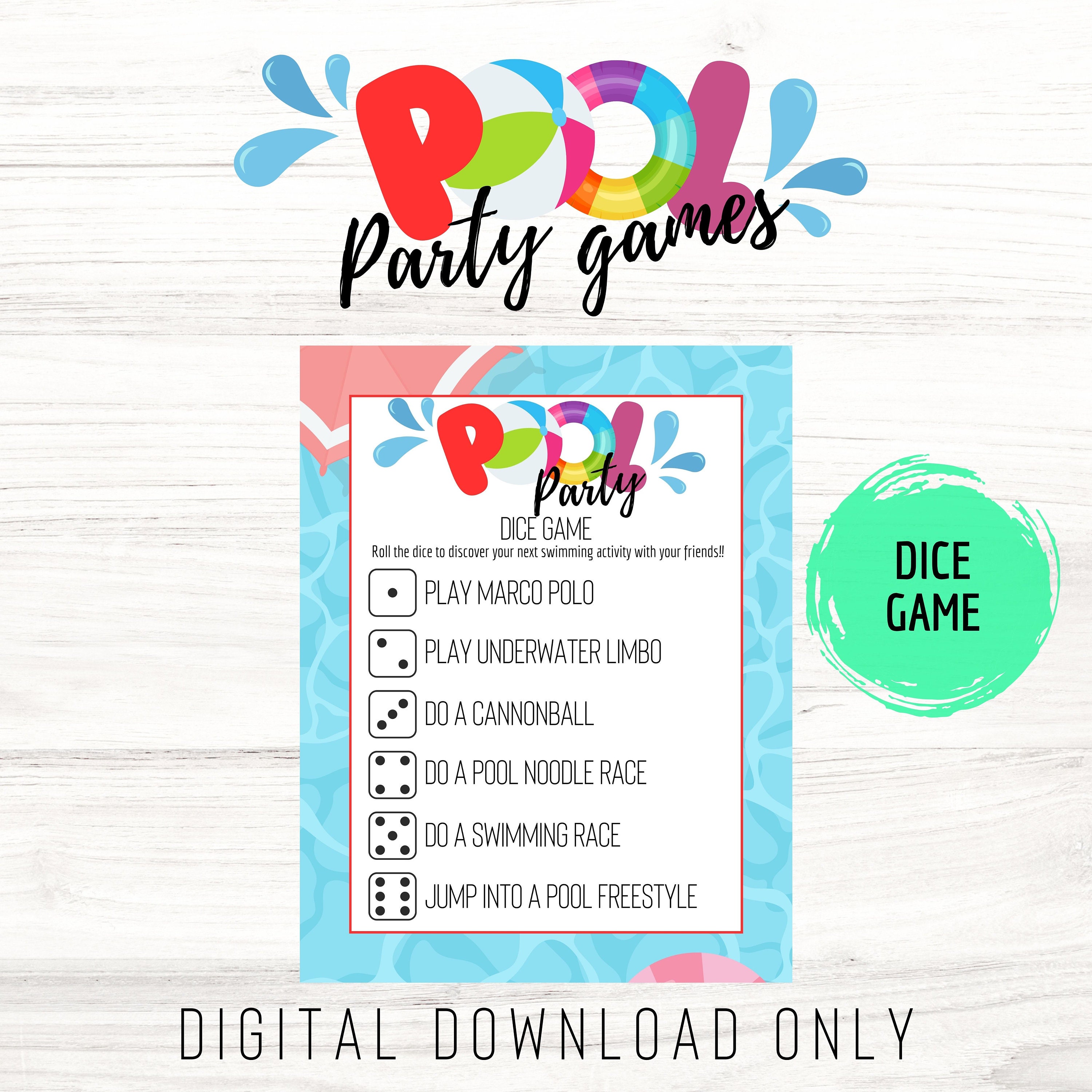 Pool Party Printable Games for Kids, Summer Theme Party Games Bundle ...