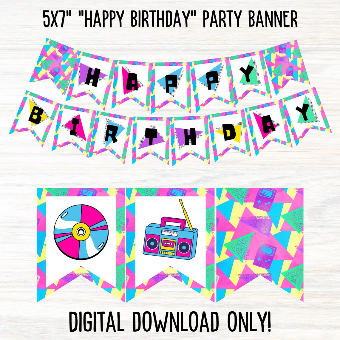 90s Birthday Party Decorations, Printable Back to the 90s Party Decor ...