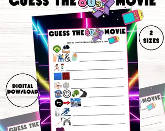 Guess the 80s Movie Printable Party Game, 80s Movie Pictionary, 1980 ...