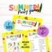 Summer Party Games Printable, Summer Theme Birthday Party Games Bundle ...