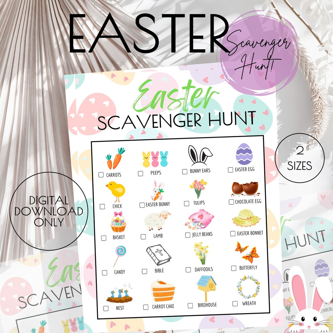 Easter Scavenger Hunt Printable for Kids, Easter Family Party Game ...