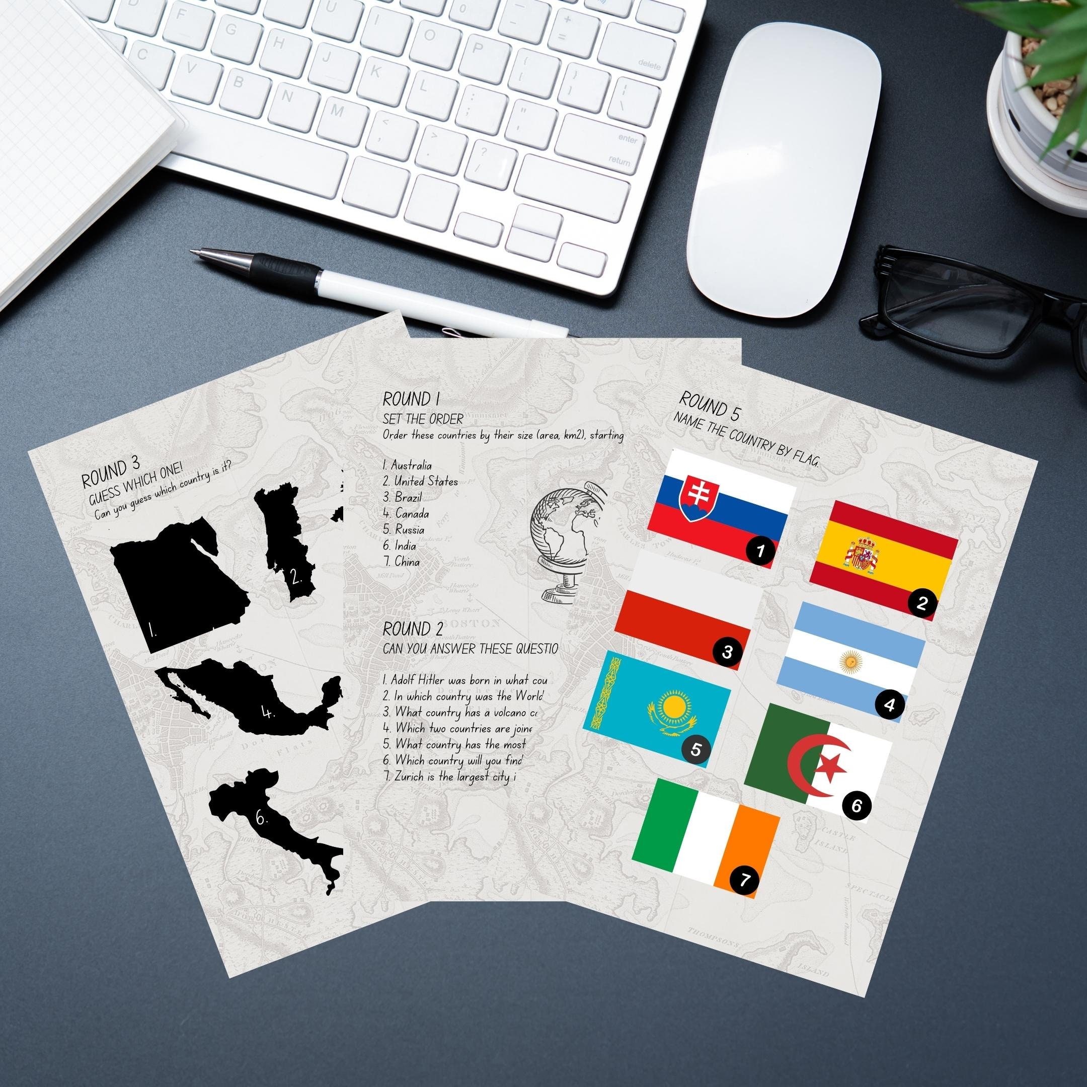 Countries of the World Party Game, Printable World Map Quiz Game for ...
