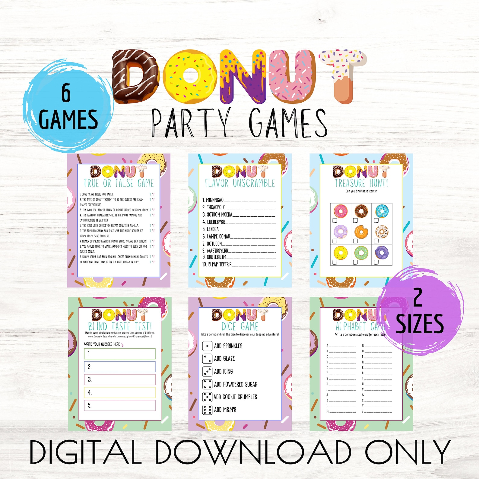 Donut Party Games Printable, Doughnut Theme Party Games Bundle, Donut ...