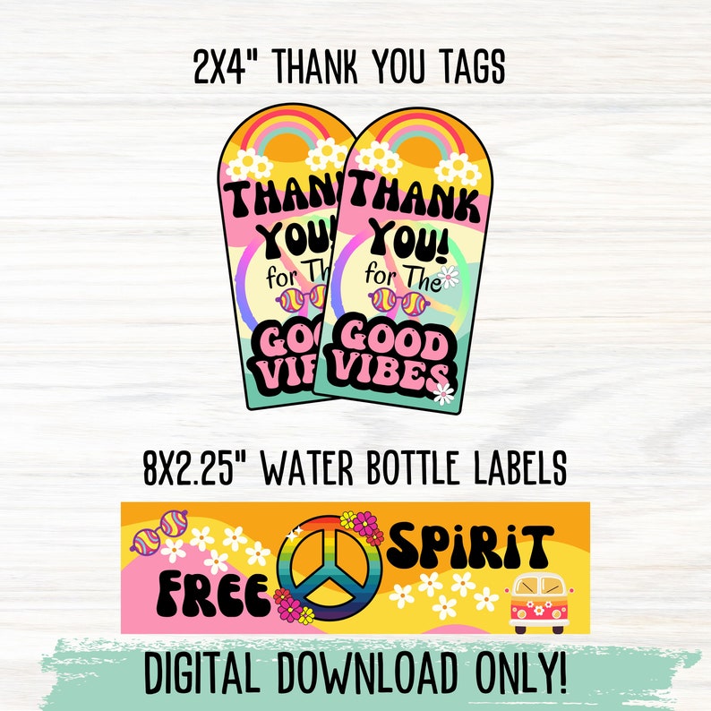 Hippie Theme Party Decorations, Printable Groovy Birthday Party Decors ...