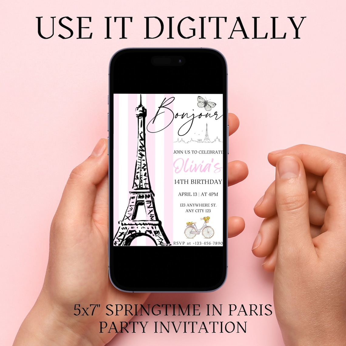 Paris Birthday Party Invitation, Printable Springtime in Paris Party ...