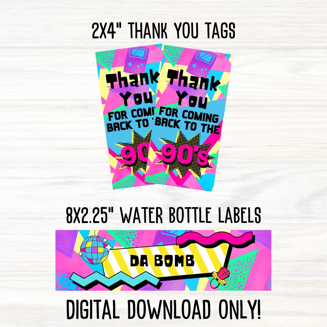 90s Birthday Party Decorations, Printable Back to the 90s Party Decor ...