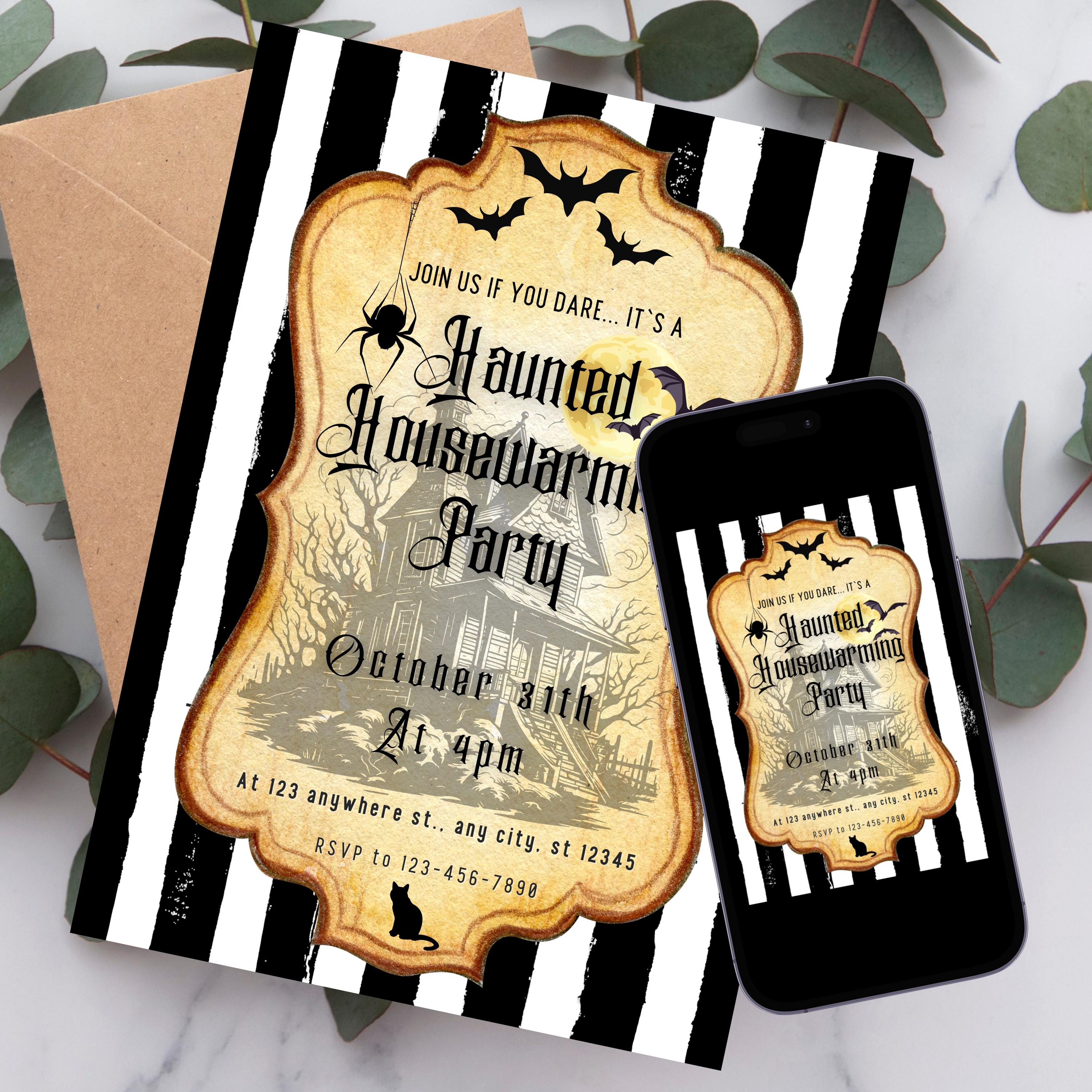 Haunted Housewarming Party Invitation, Halloween Theme Party Digital ...